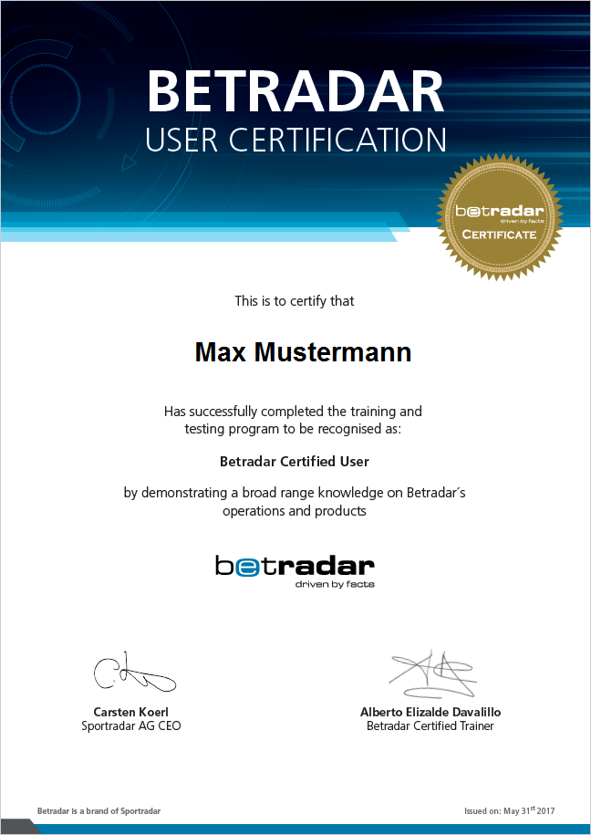 Betradar User Certification - validate your professional expertise